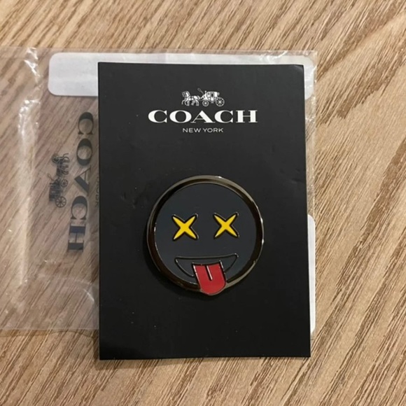 Coach | Accessories | Coach Cool Emoji Pin Collectible Nwt Smiley Face ...